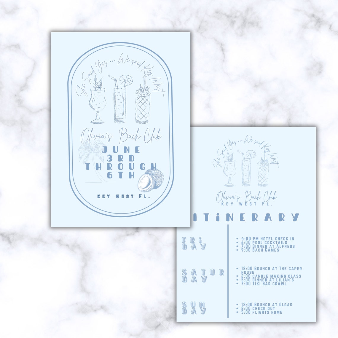 Editable Key West Bachelorette Tropical Invitation Set, Bach Club ...