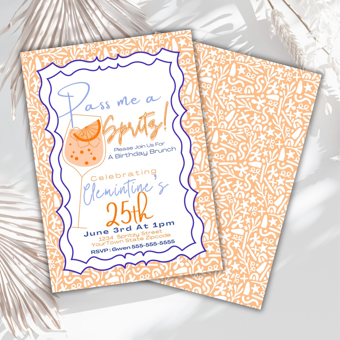 Editable- Summer Spritz Invitation Doodle Hand Drawn Feeling Spritzy ...