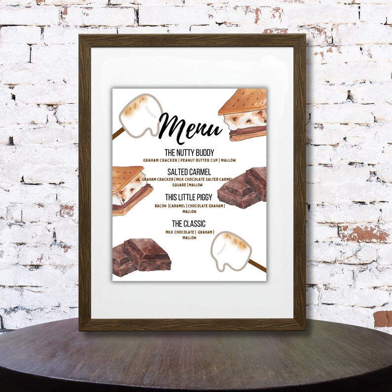 Editable S'mores Bar Sign & Menu: Bonfire Party Printable (digital ...