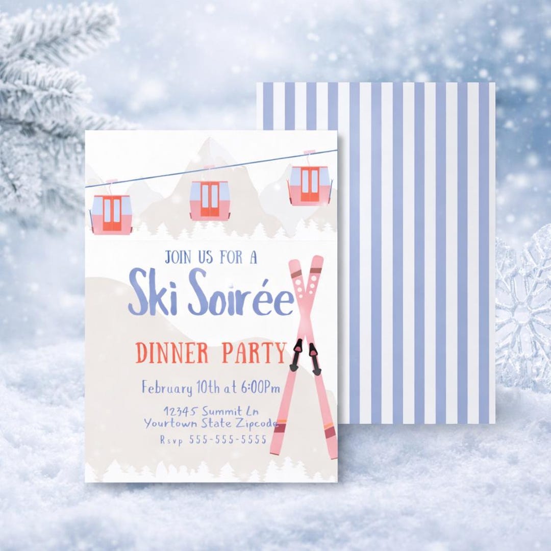 Editable Apres Ski Party Birthday Invite . Retro Ski Party, Cabin Party ...