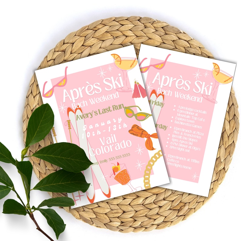 Editable- Apres Ski Bachelorette Aspen Vail Invitation Set, Ski Lodge ...