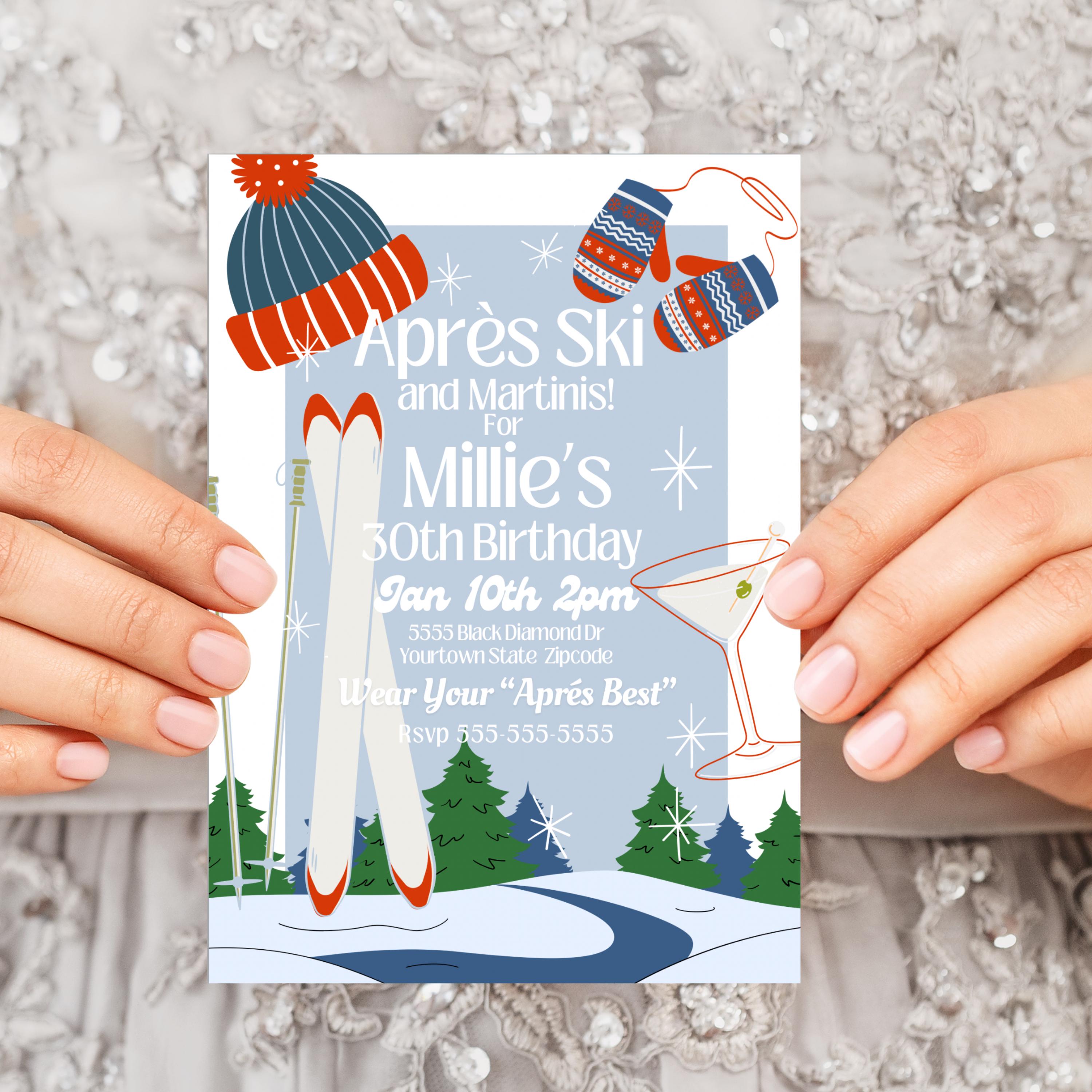Retro Apres Ski Birthday Party Invitation Template (digital Download ...