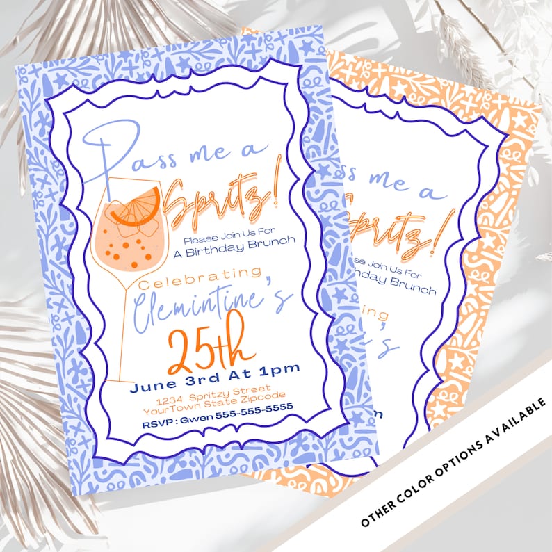 Editable- Summer Spritz Invitation Doodle Hand Drawn Feeling Spritzy ...