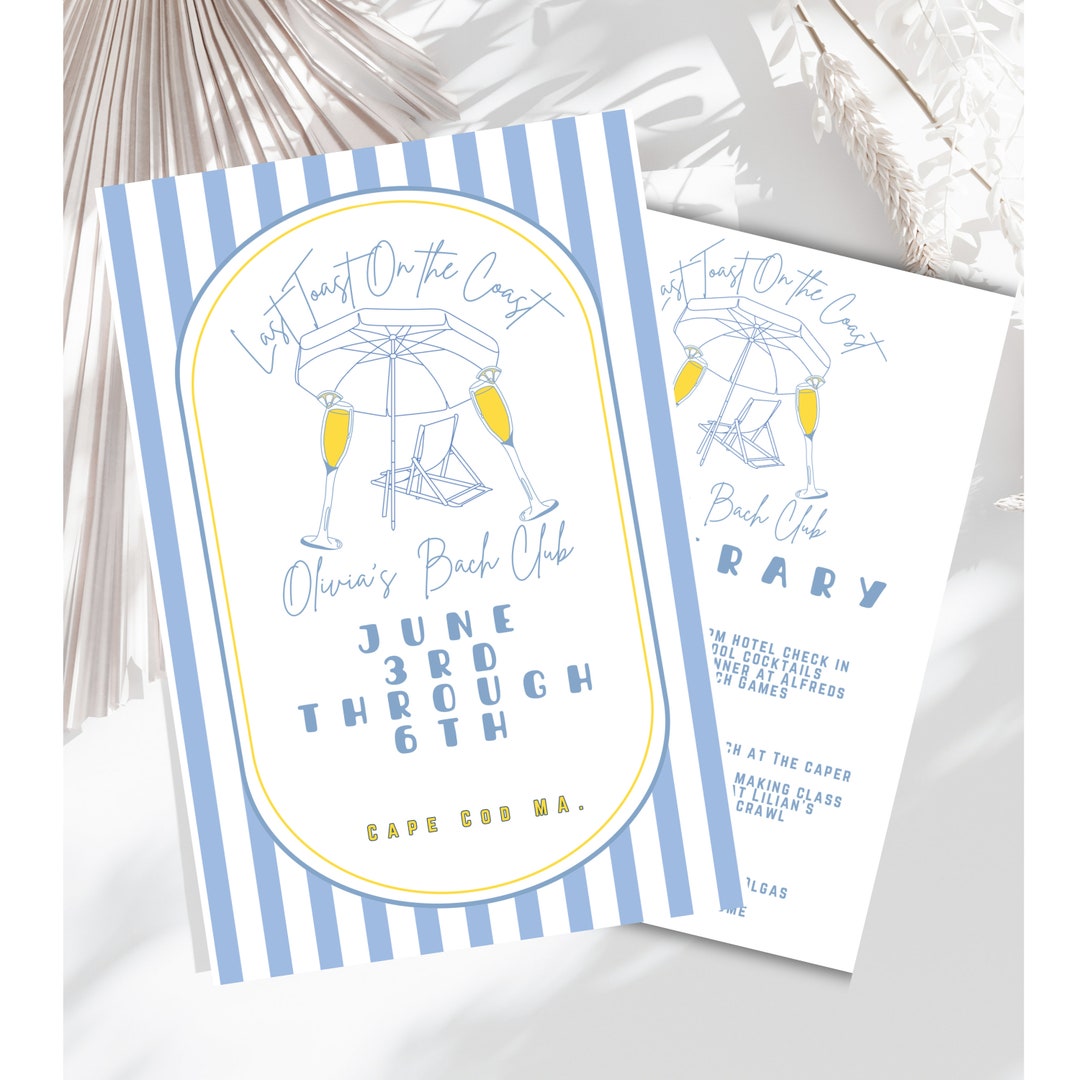Editable- Toast on the Coast Bachelorette Invitation Last Toast ...
