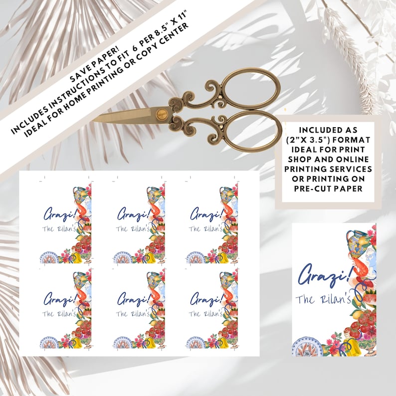 Editable- Italian Dinner Party Favor Thank You Italy Mediterranean ...