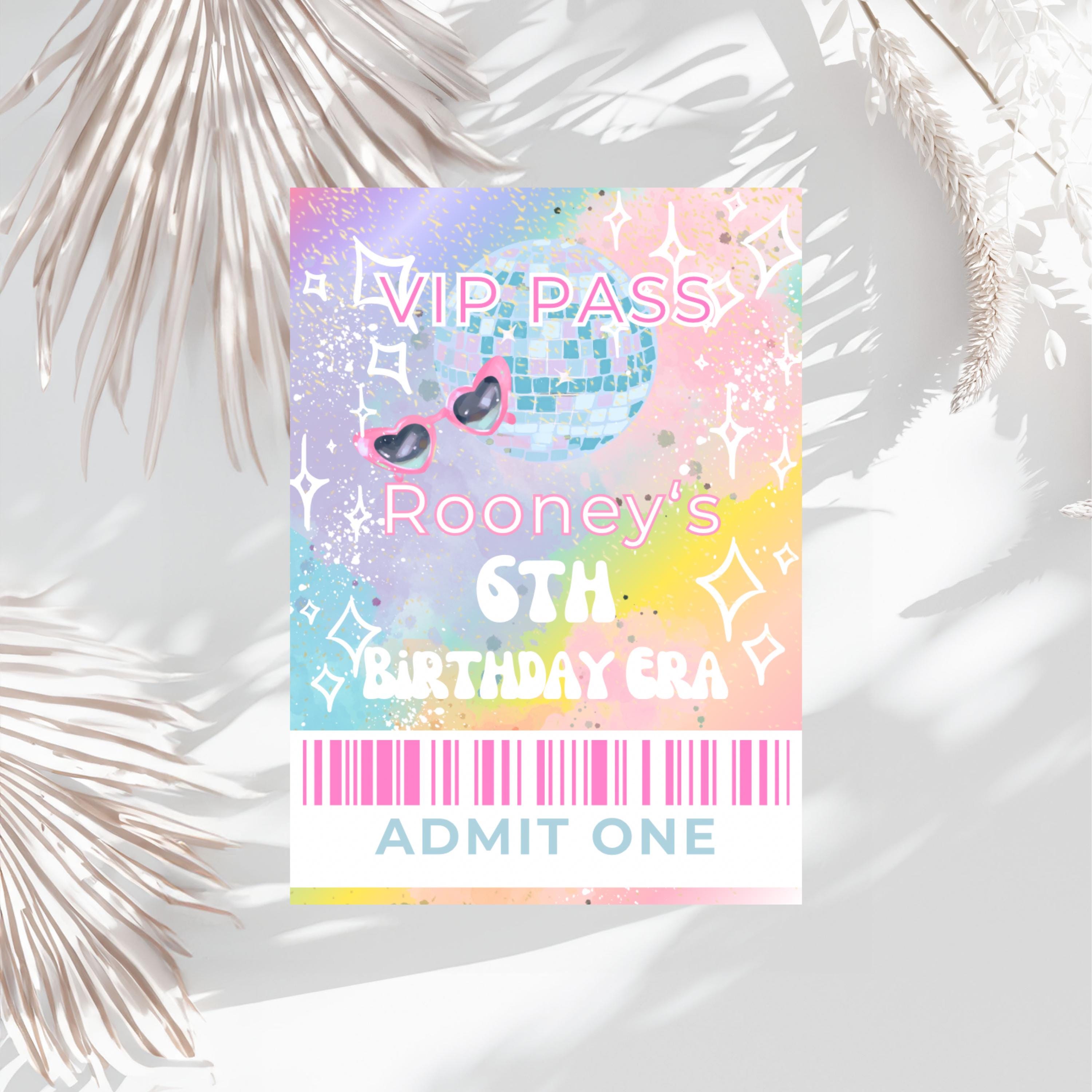 Editable Birthday Era Party VIP Tag Vip Pass You Tags Music Pop Singer ...