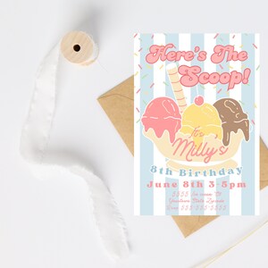 Editable Ice Cream Party - Heres the Scoop Invitation - Popsicle Party ...