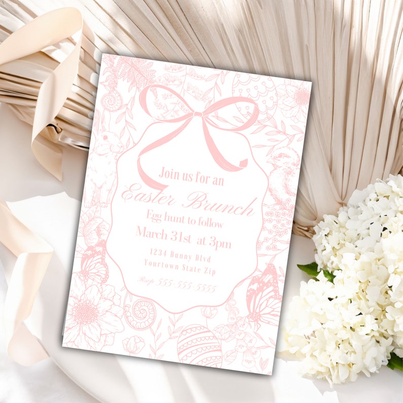 Editable Easter Brunch Toile Invitation Easter Party Digital Invite ...