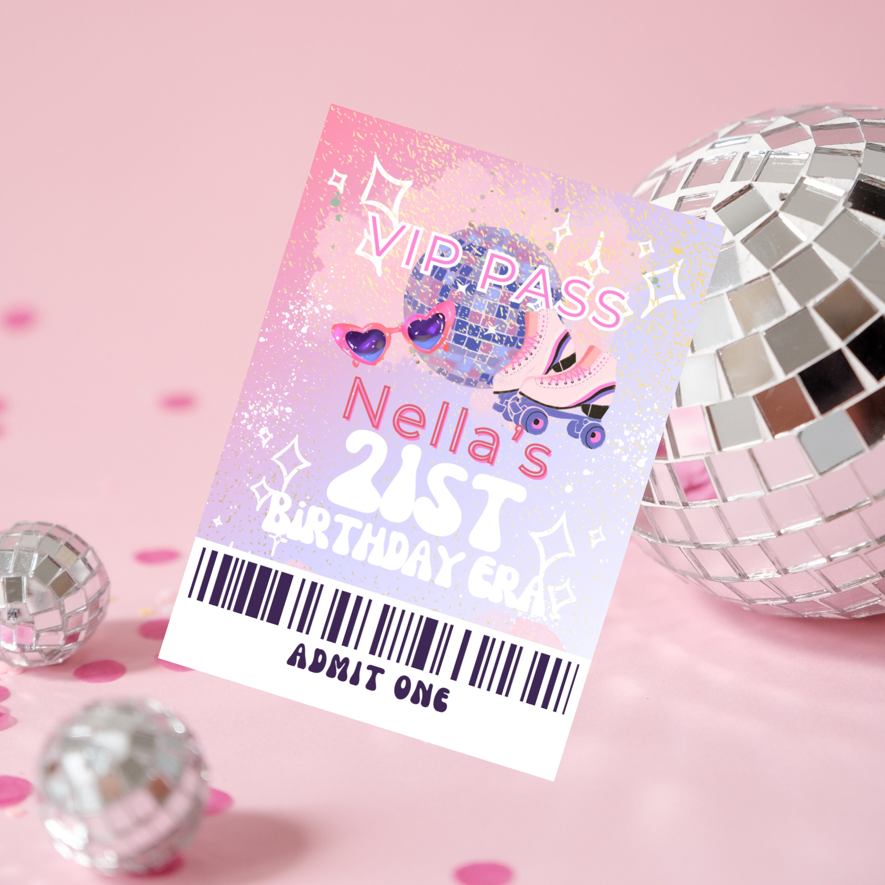 Skate Birthday Era VIP Pass Printable, Fan Girl Party (canva Template ...