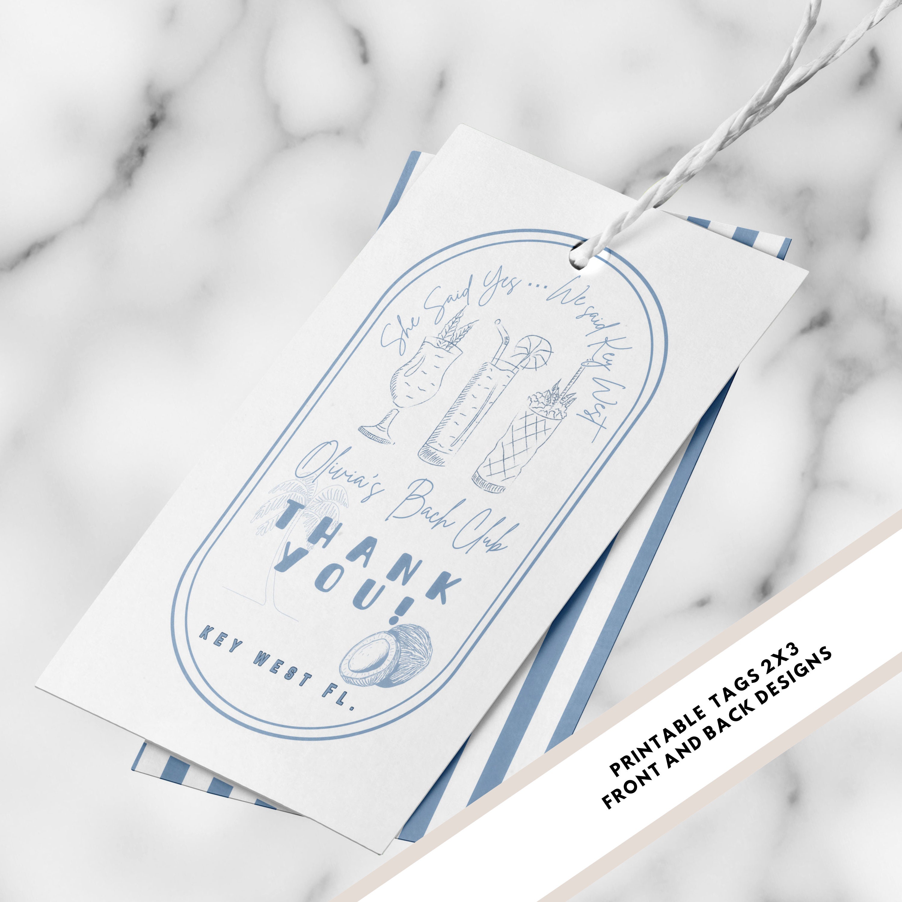 Editable Coastal Tropical Bachelorette Theme Thank You Tags , Bach ...