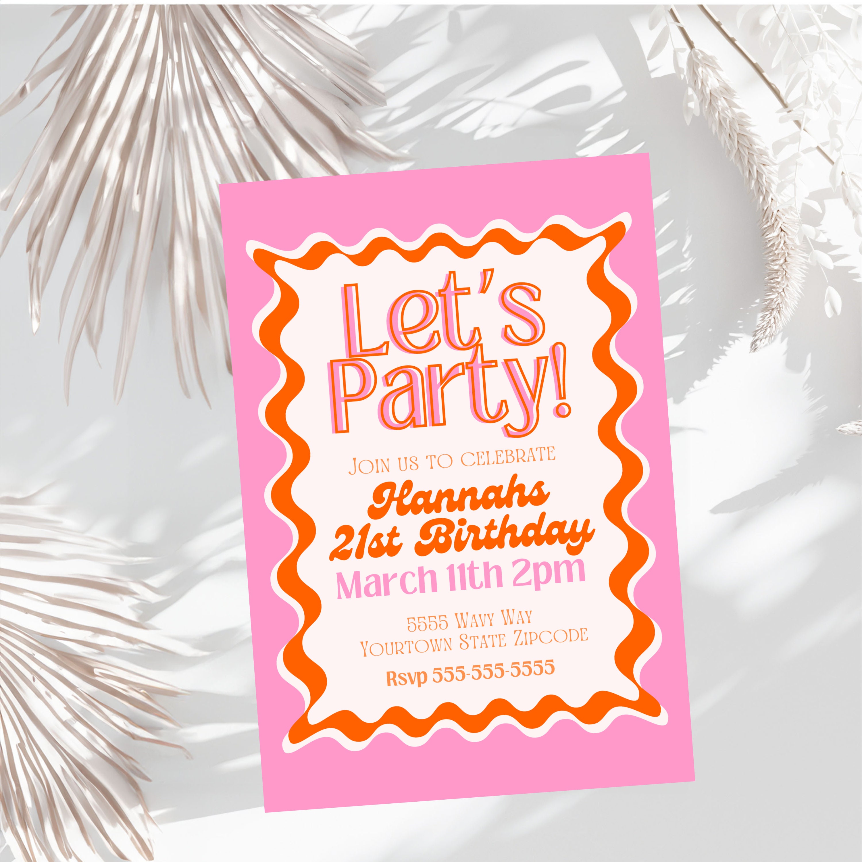 Editable Wavy Retro Invites, 70s Theme Invite , Wavy Birthday ...