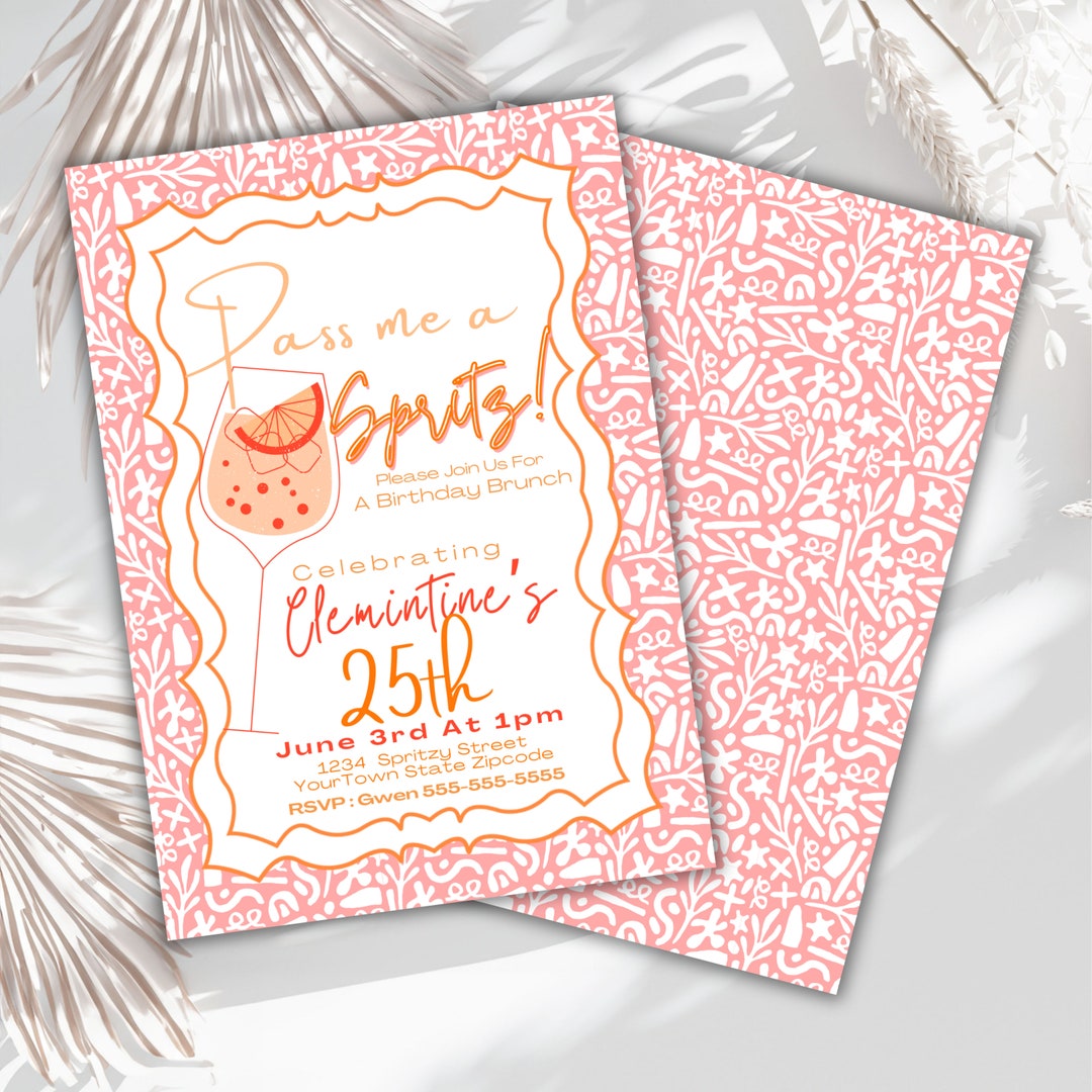 Editable- Summer Spritz Invitation Doodle Hand Drawn Feeling Spritzy ...