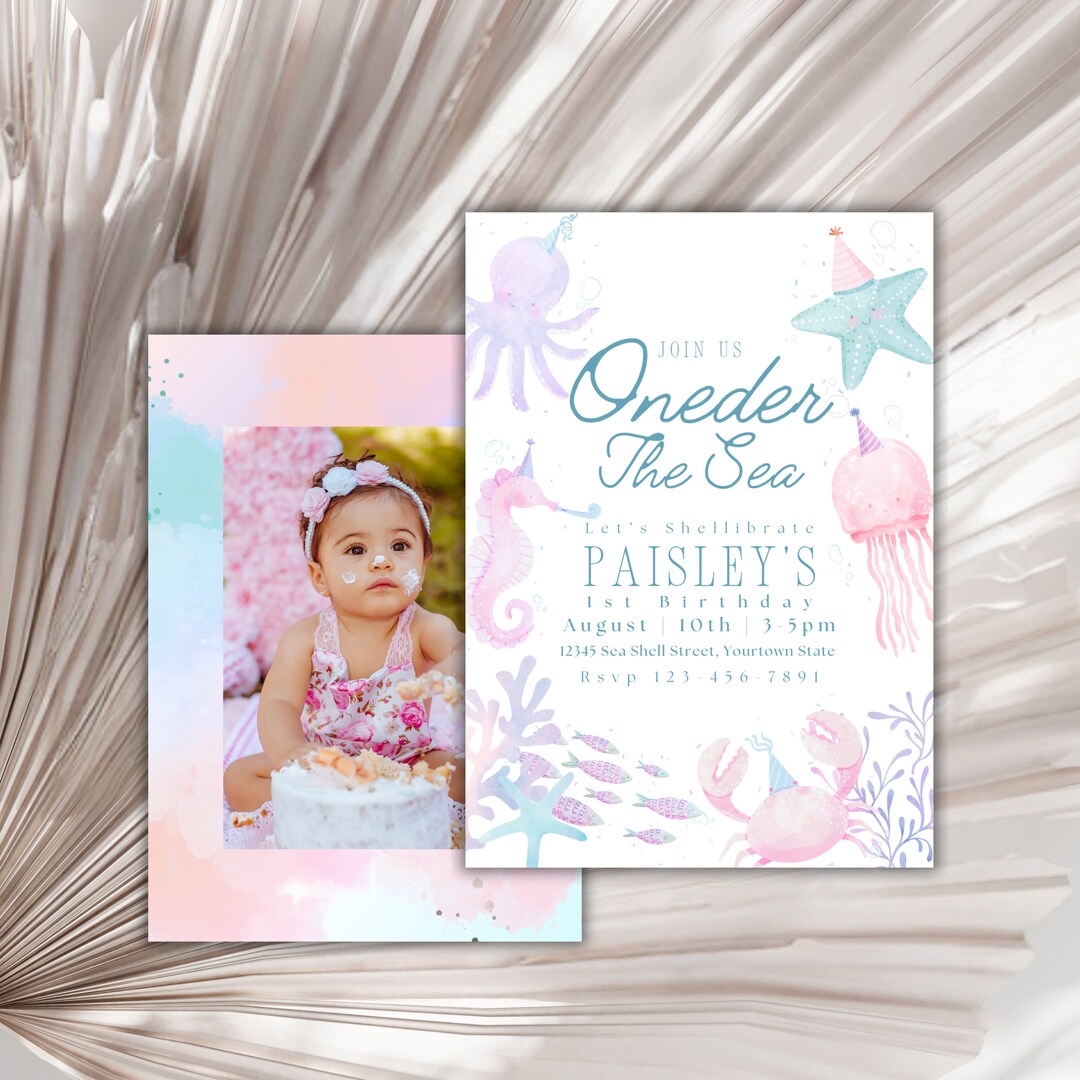 Editable-onder the Sea Animals Invite Party Ocean Nautical Birthday ...