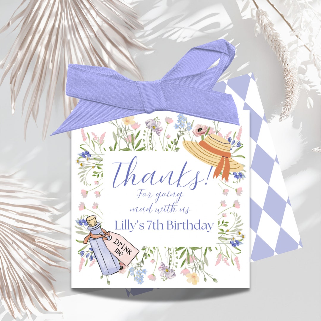 Editable Tea Party Mad Hatter Party Decor Tag Sticker Treat Label ...