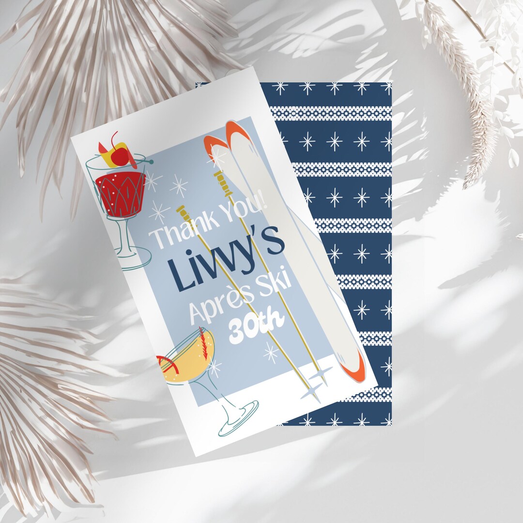 Sip and Ski Favor Tag Party Birthday Gift Tag . Retro Ski Party, Cabin ...