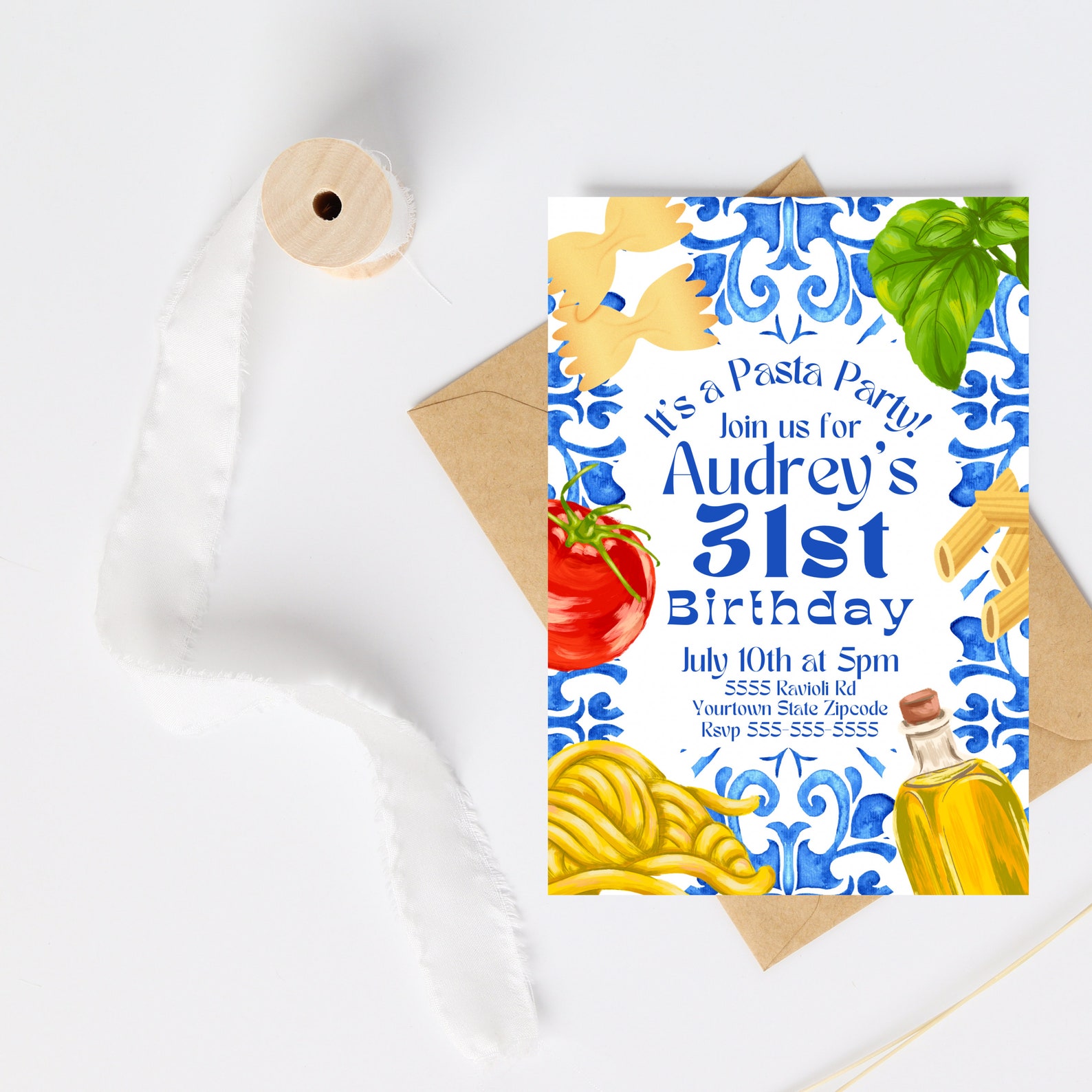 Editable- Italian Dinner Party Invite , Menu , Pasta Birthday Thats ...