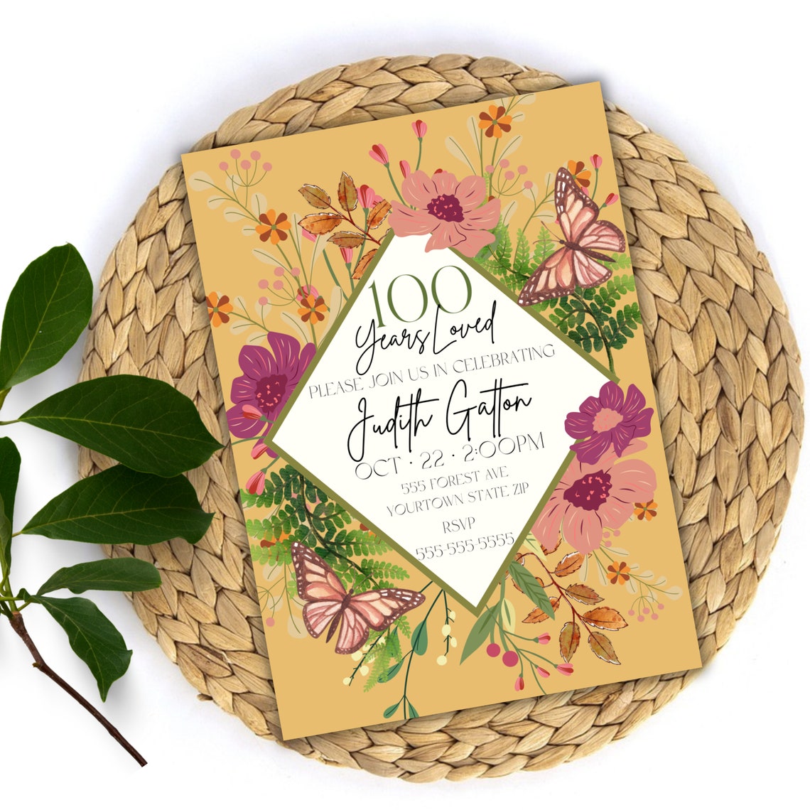 Editable Elegant Milestone Invite . 100 Years Loved 90 Years Loved ...