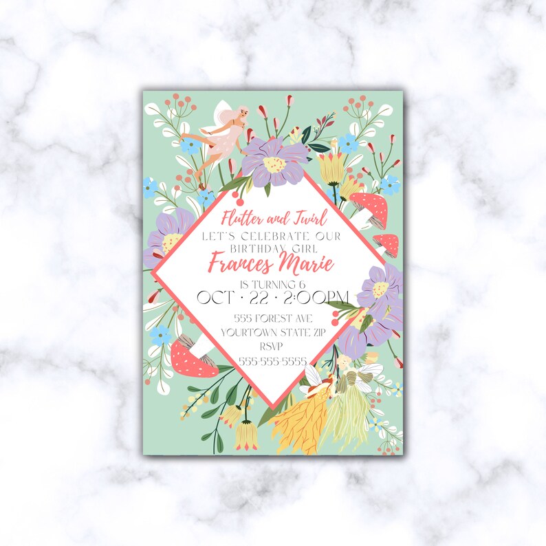 Enchanted Forest Editable Invitation- Pastel Fairy Garden Forest ...