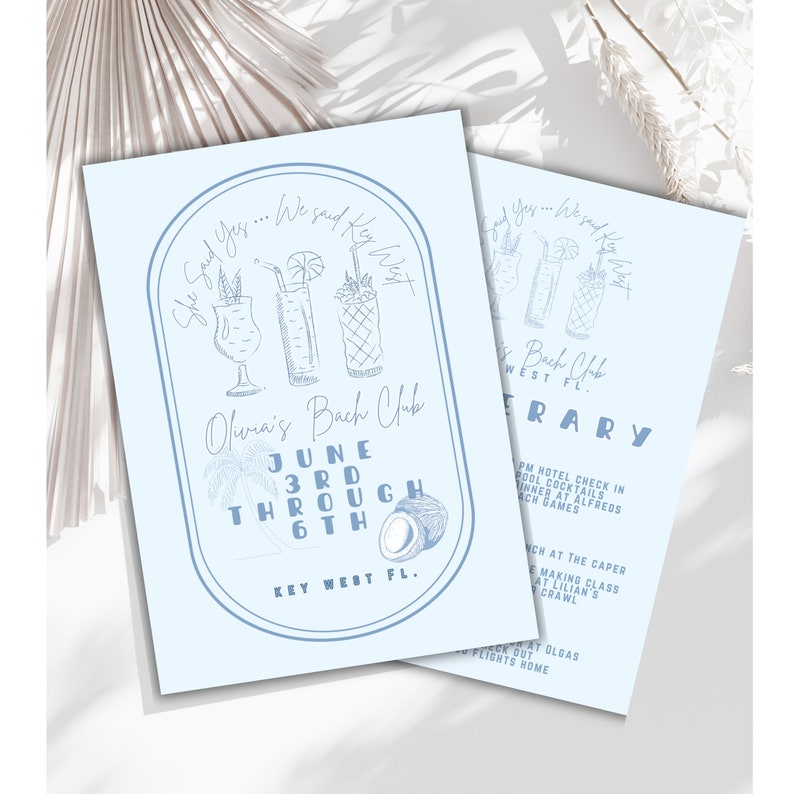 Editable Key West Bachelorette Tropical Invitation Set, Bach Club ...