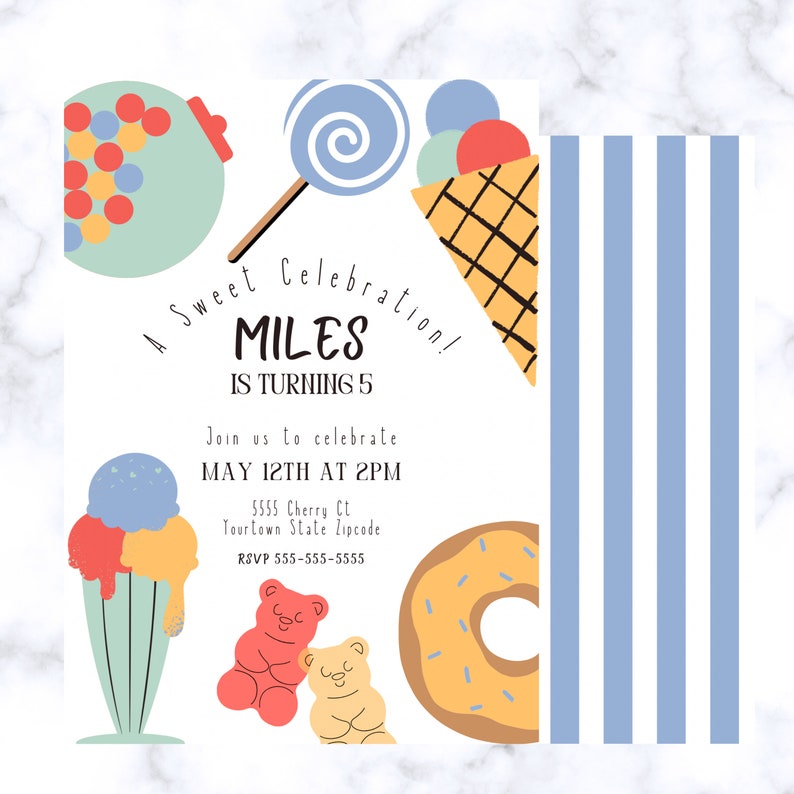 Editable Sweet Celebration Invitation Retro so Sweet Candy Shop Theme ...