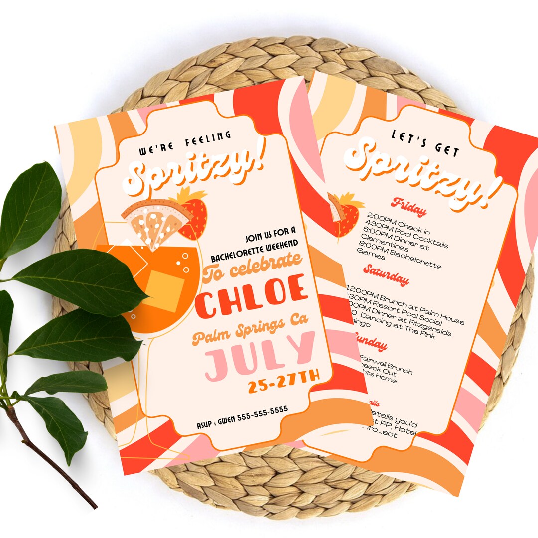 Editable- Aperol Spritz Retro Bachelorette Invitation Set, Feeling ...