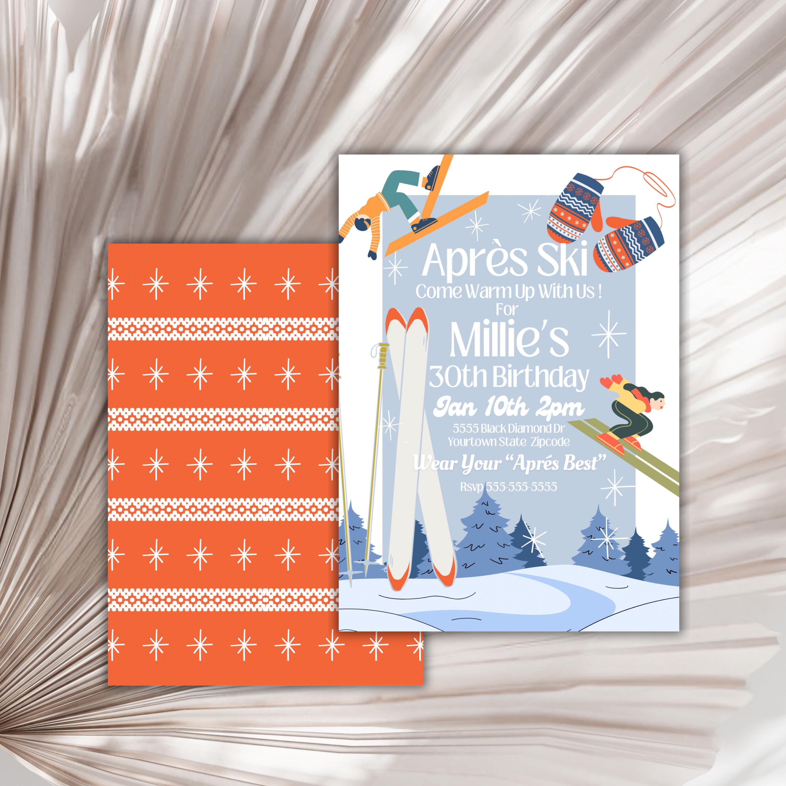 Editable Apres Ski Party Birthday Invite . Retro Ski Party, Cabin Party ...