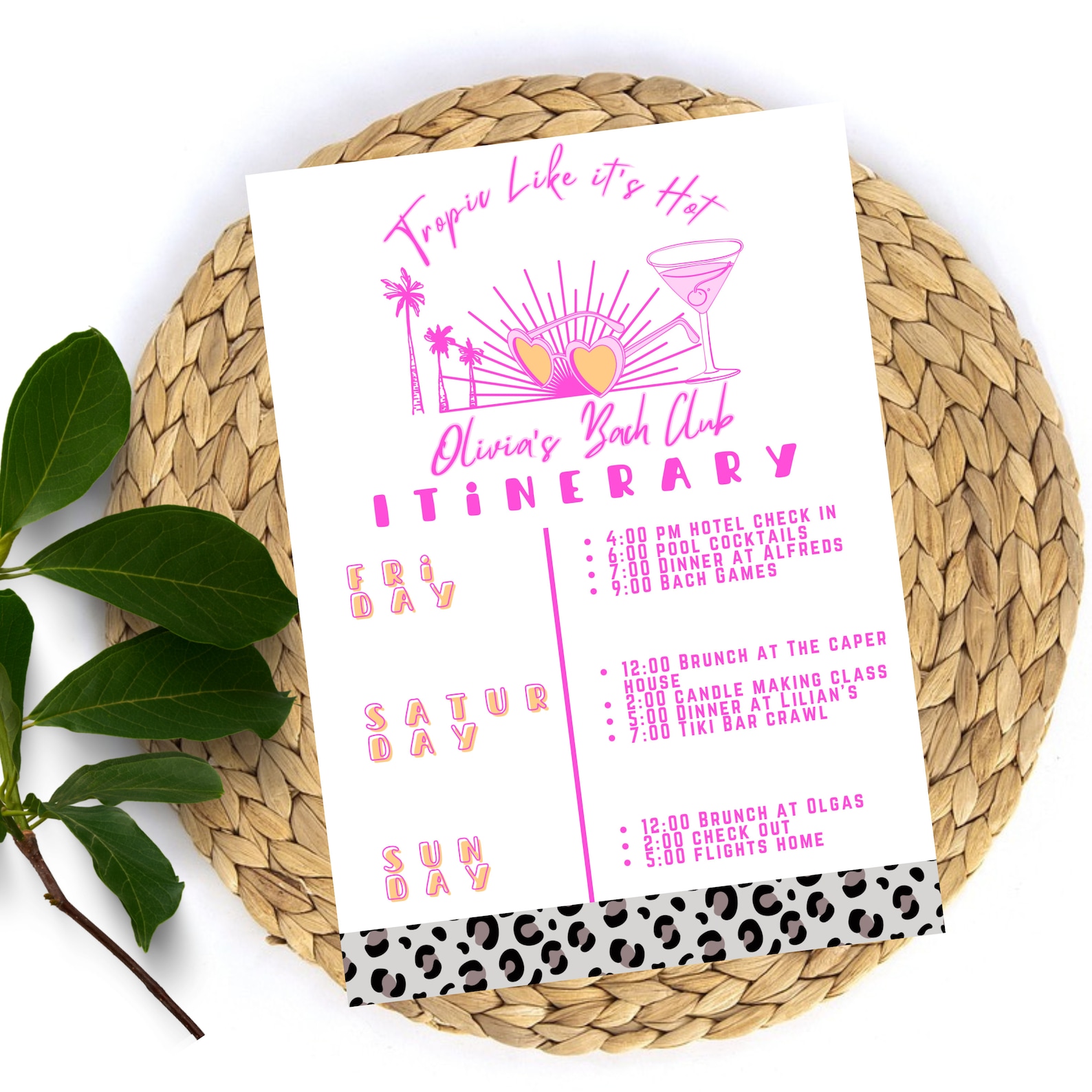 Miami Bachelorette Invitation – Tropical Itinerary, Beach Hen Party ...