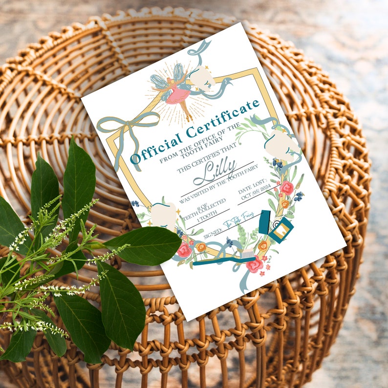 Certificado de hada de los dientes para niños editable, recibo de ...