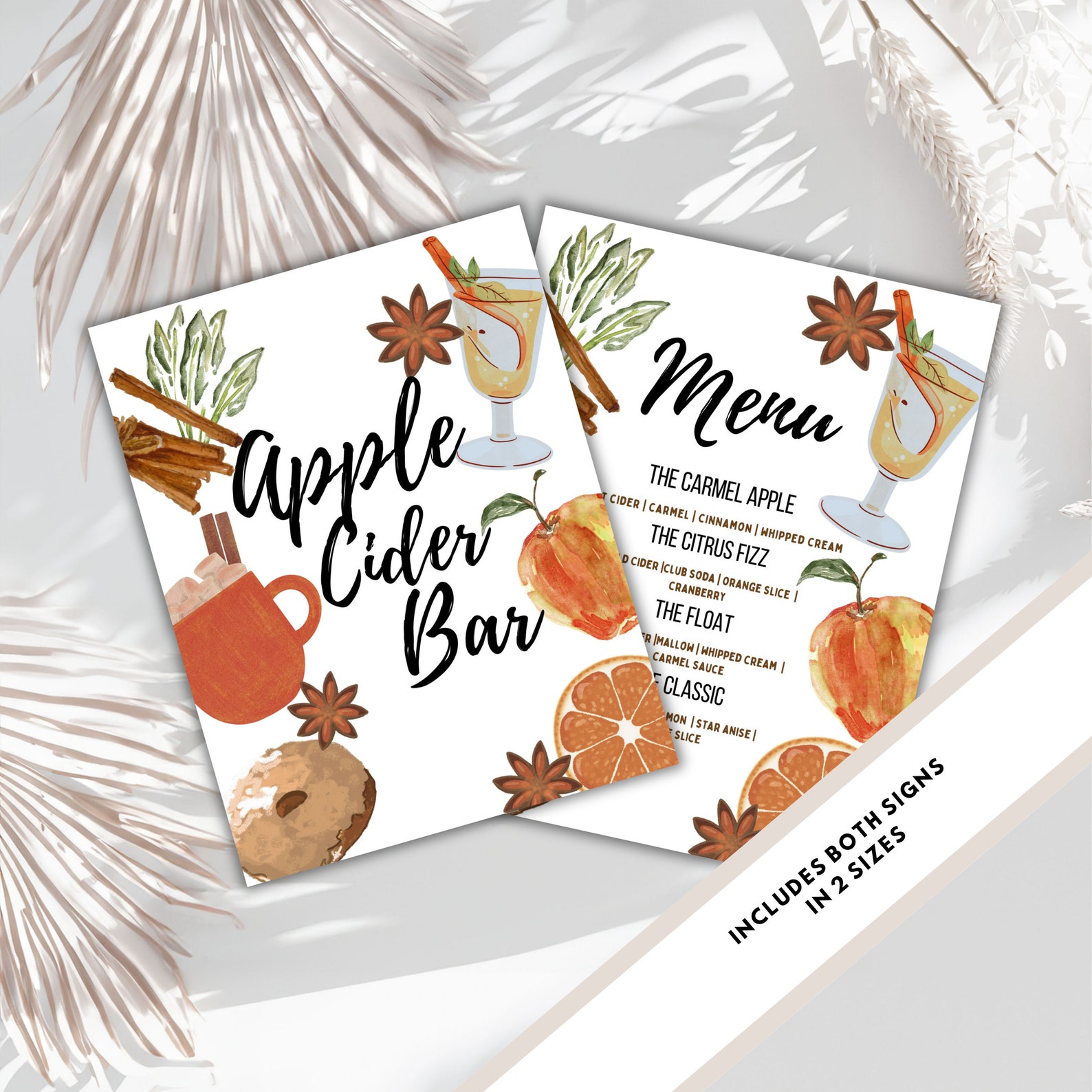 Editable Hot Apple Cider Bar Apple Cider Station Sign Menu Labels Baby ...