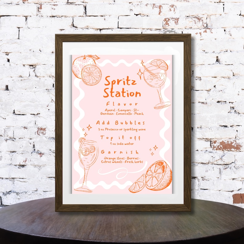 Editable- Aperol Spritz Drink Menu Sign Doodle Hand Drawn Feeling ...