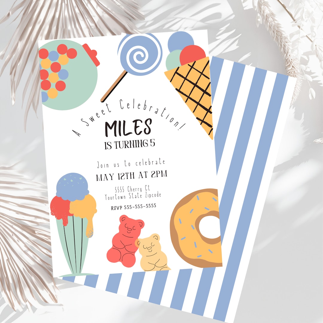 Editable Sweet Celebration Invitation Retro so Sweet Candy Shop Theme ...