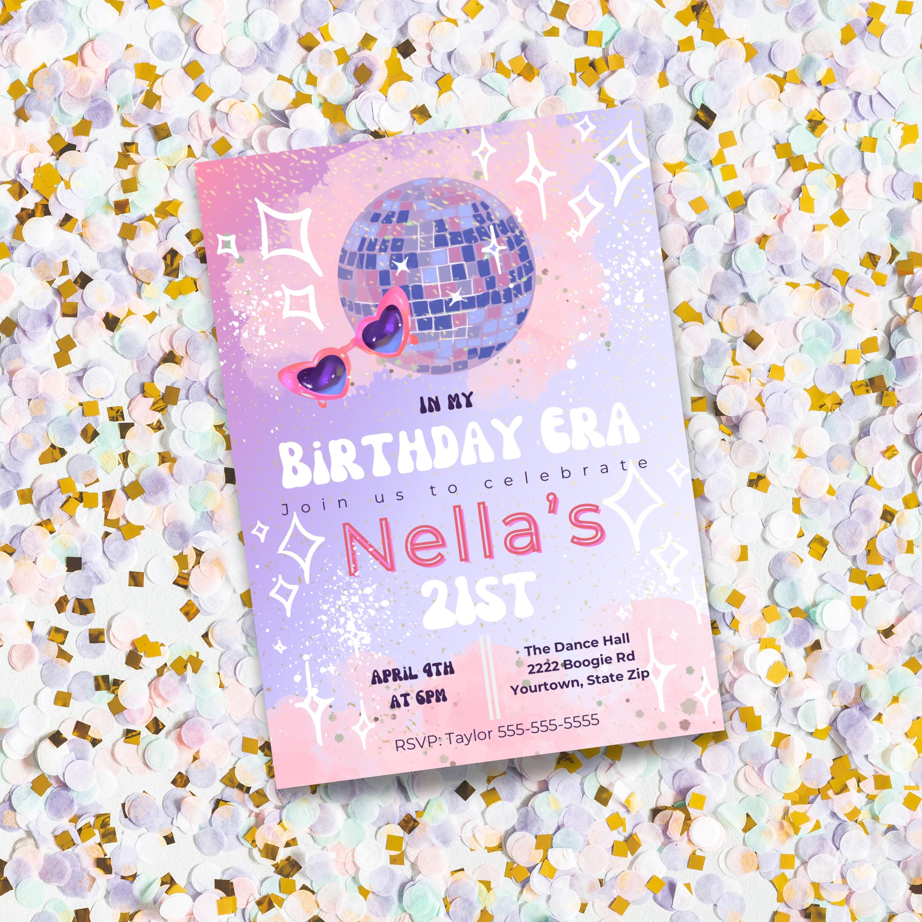 Editable in My Birthday Era Inspired Taylor Rockstar Birthday Disco ...