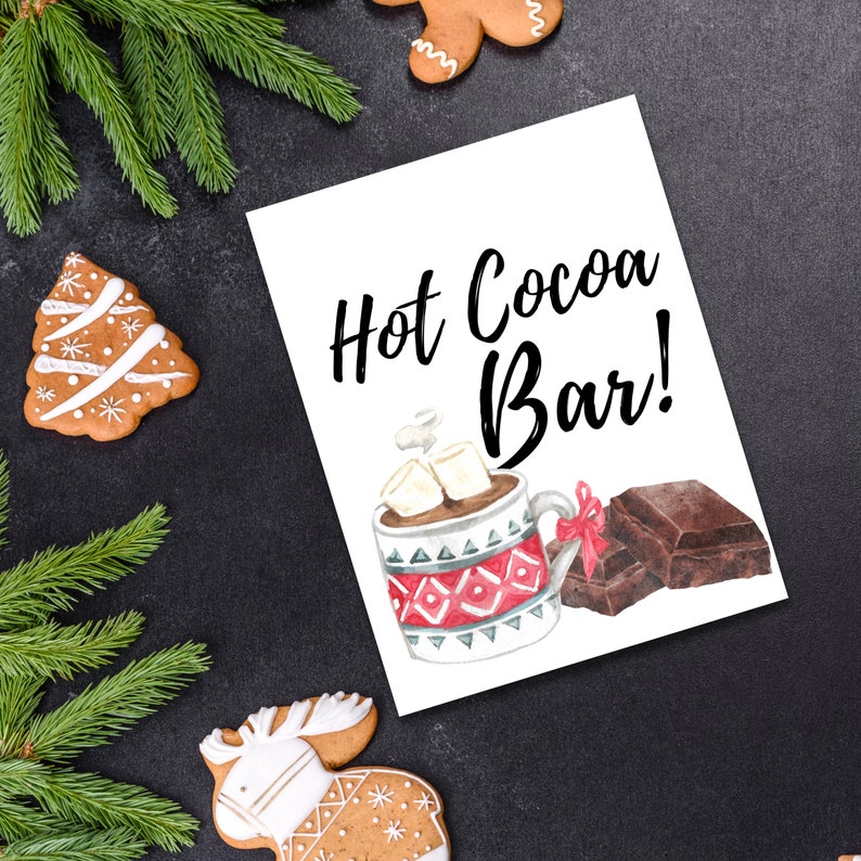 Hot Cocoa Bar Toppings Menu Chocolate Sign Christmas Party Cocoa Bar ...