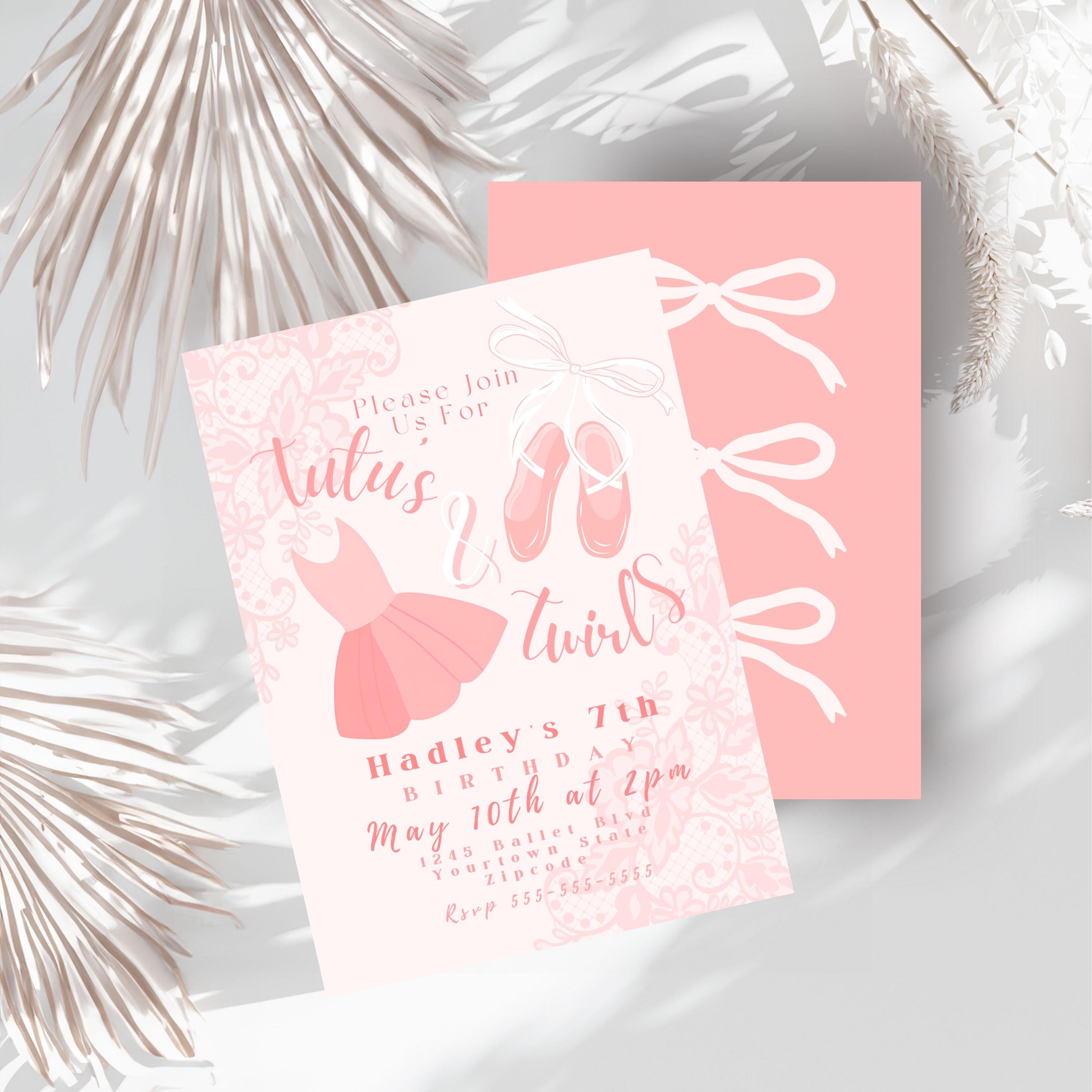 Editable Ballerina Party Invite Ballet Blush Themed Party Ballet Shoes ...