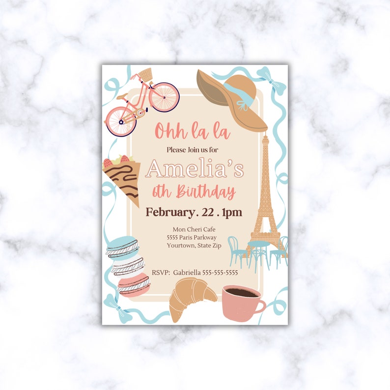 Editable - Paris Themed Party Birthday Invitation Cafe Bistro Shower ...