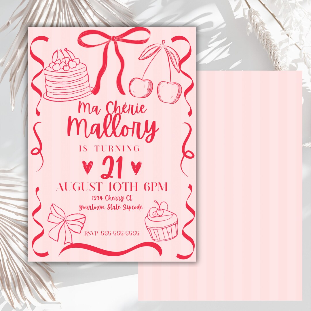 Editable Fancy Bow Invites, Bow Theme Party Coquette Aesthetic, Wavy ...