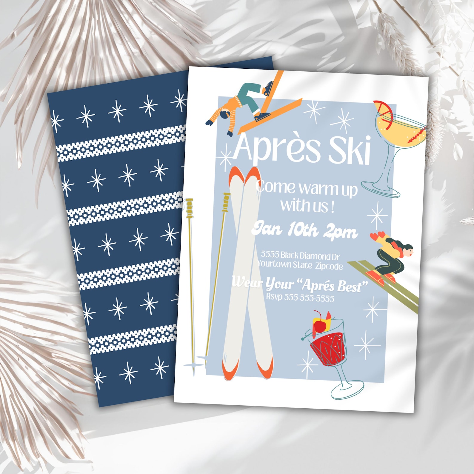 Retro Apres Ski Birthday Party Invitation Template (digital) - Etsy