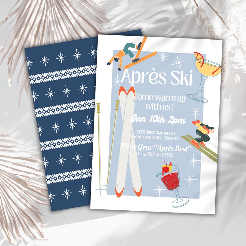Retro Apres Ski Birthday Party Invitation Template (digital) - Etsy