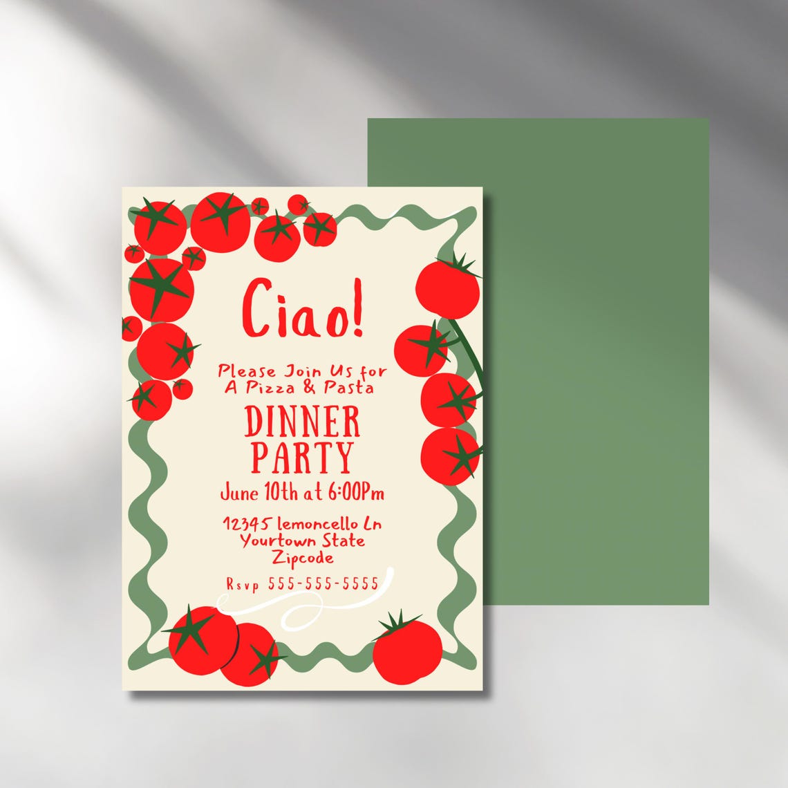 Editable- Italian Dinner Party Invite , Menu , Pasta Birthday Thats ...