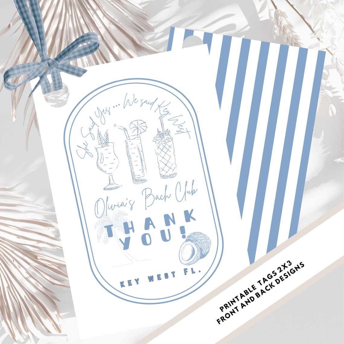Editable Coastal Tropical Bachelorette Theme Thank You Tags , Bach ...