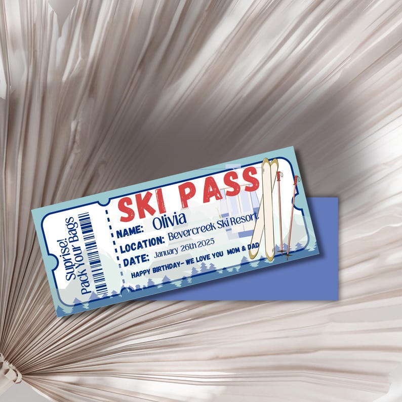 Editable Ski Pass Template, Suprise Skiing Trip Boarding Pass ...