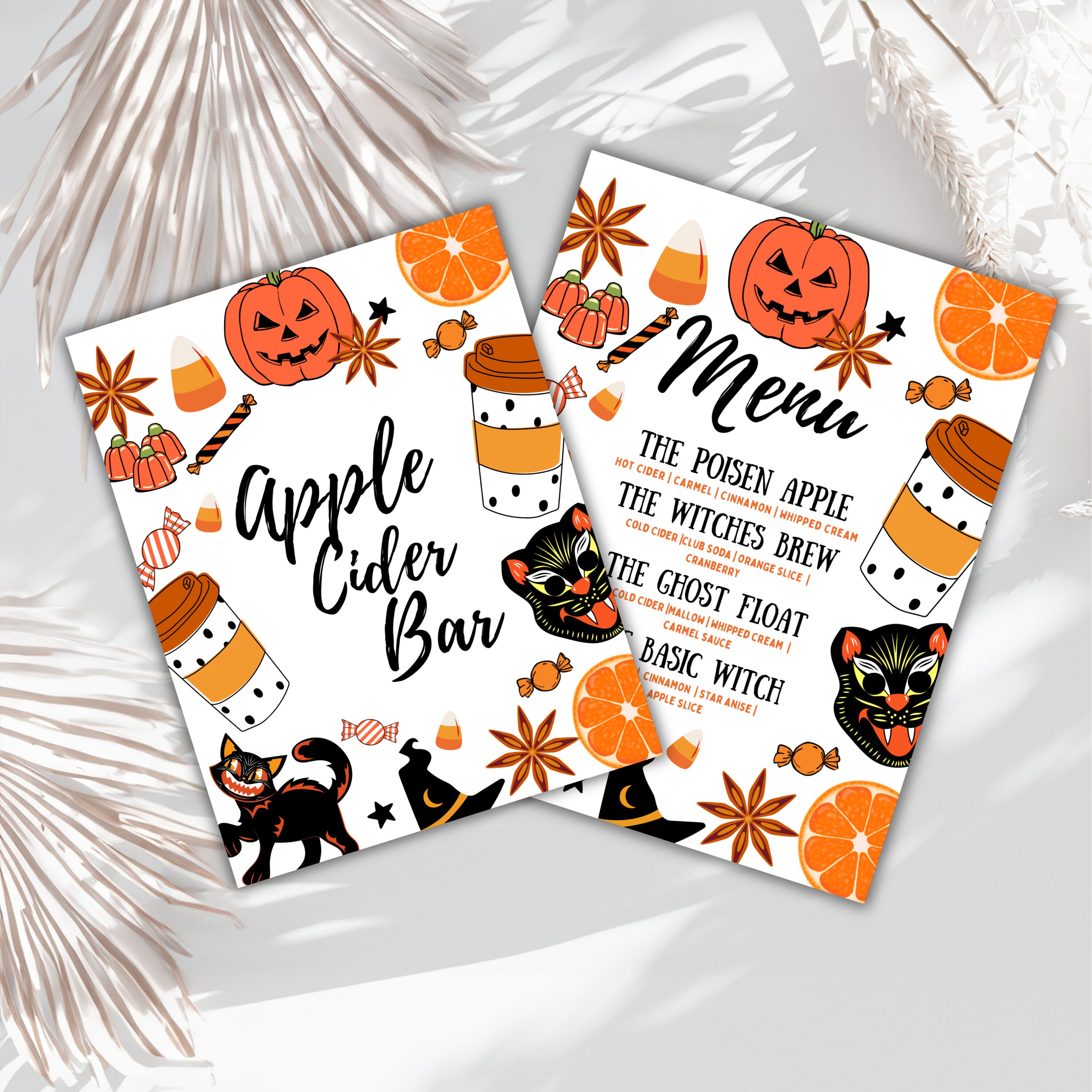 Editable Apple Cider Station Halloween Sign Menu Trick or Treat Hot ...