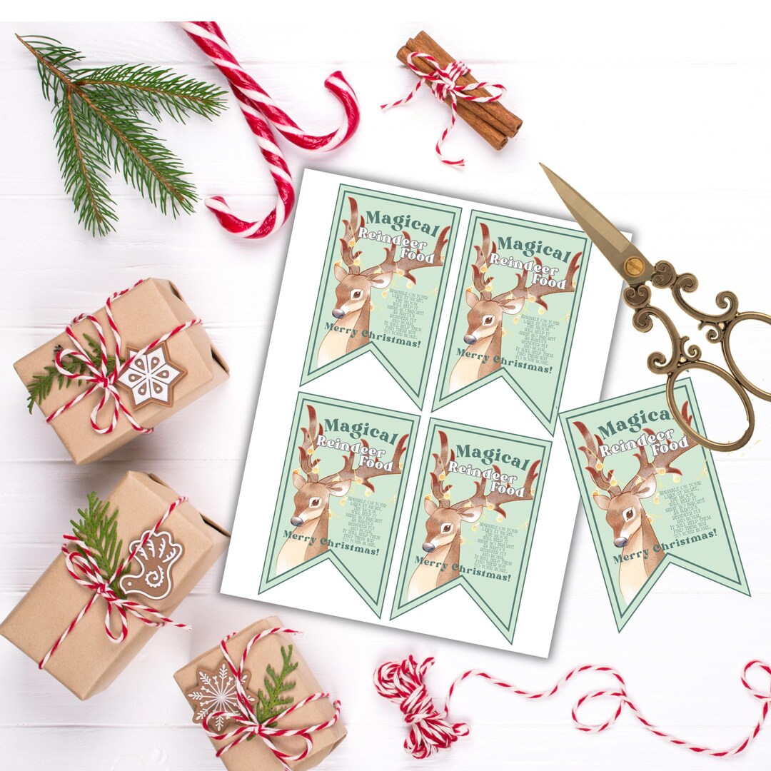 Printable Magic Reindeer Food Label Tags Printable Holiday Kids Craft ...