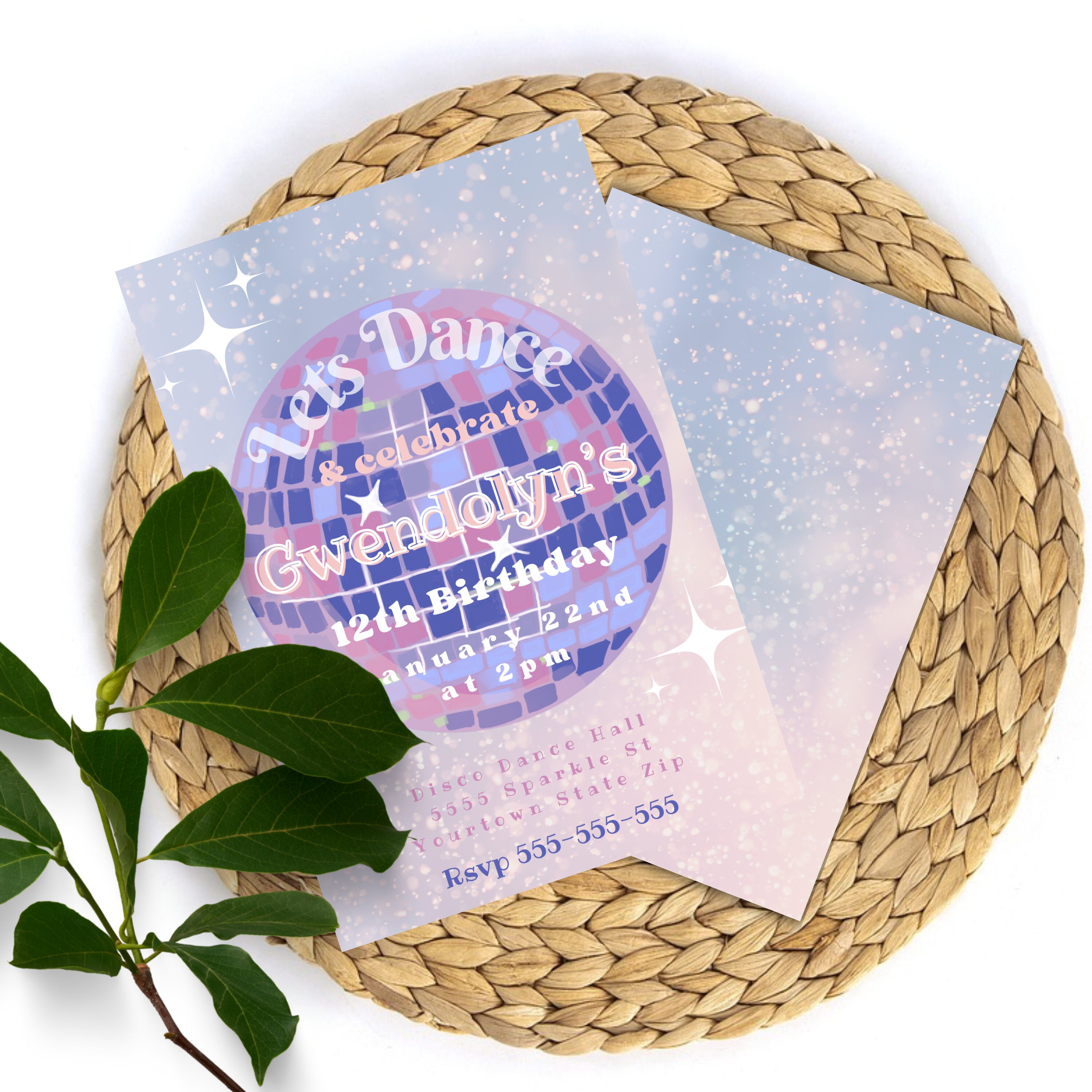 Editable Disco Ball Birthday Dance Party Inspired Birthday Invitation ...