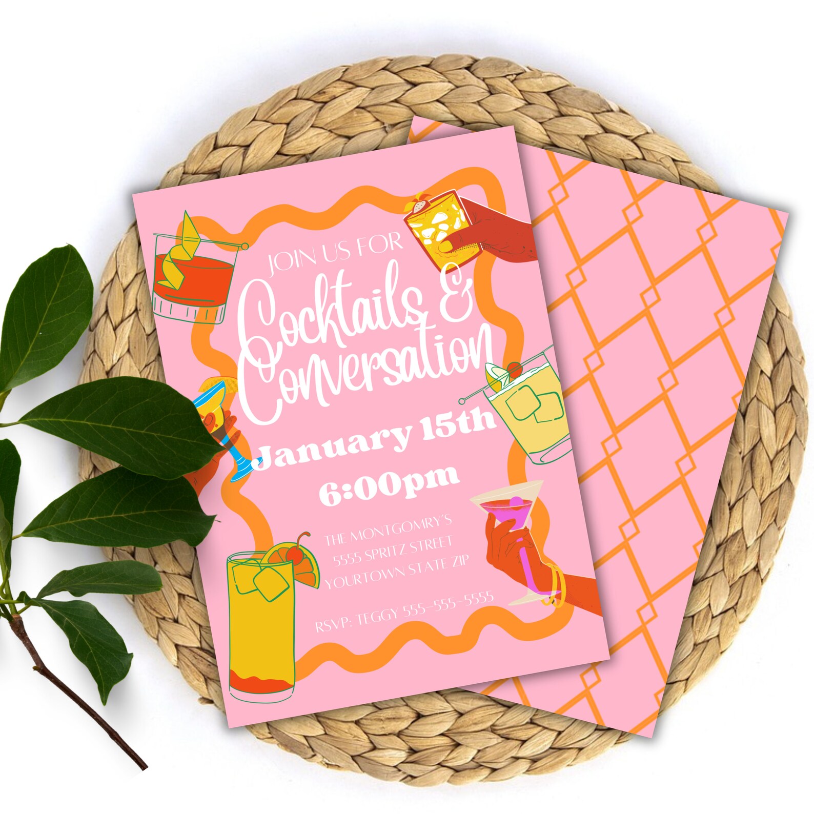 Editable - Retro Cocktail Party Invitation 60s Cocktail Invite Retro ...