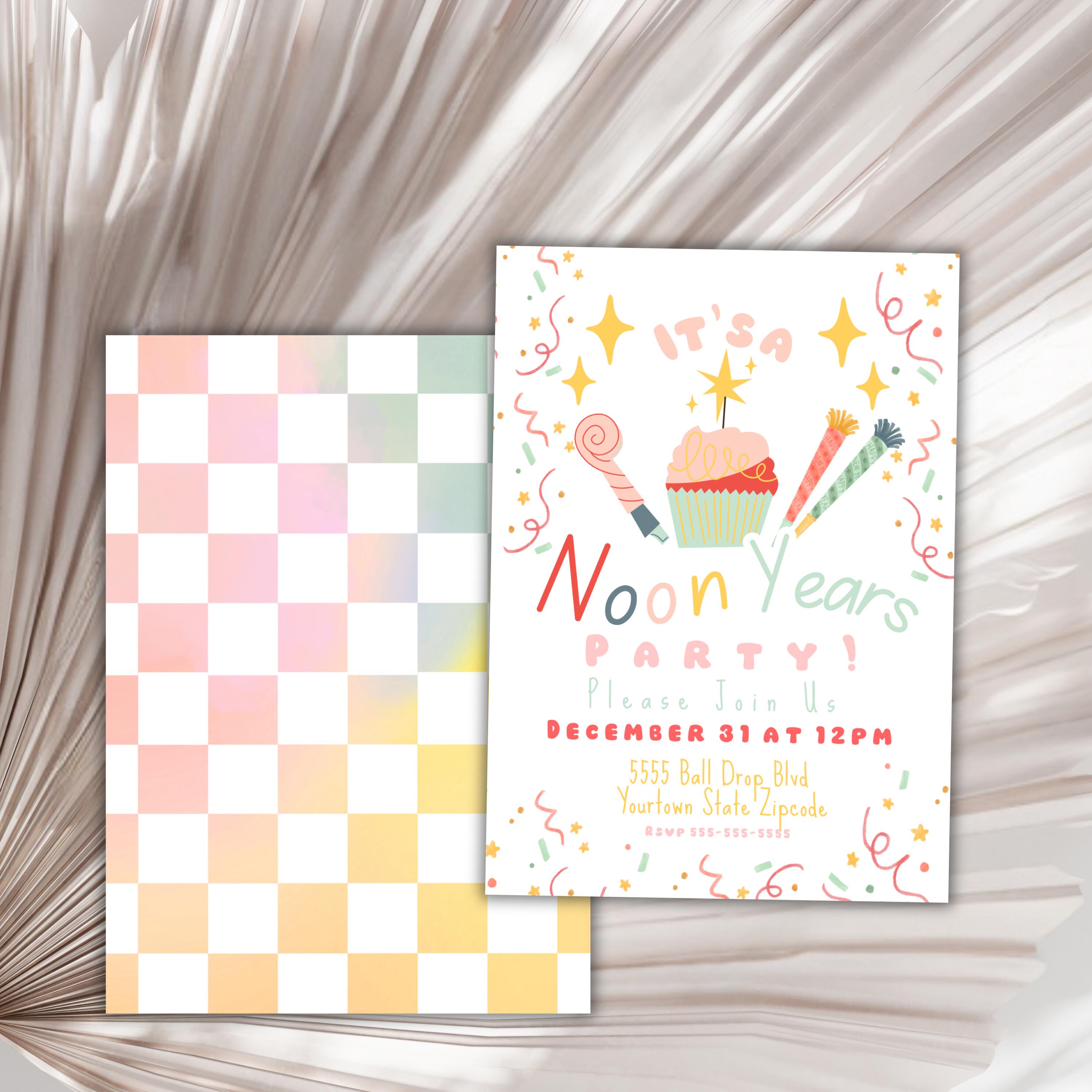 Editable Noon Years Kids Invite Party New Year’s Eve Digital Invitation ...