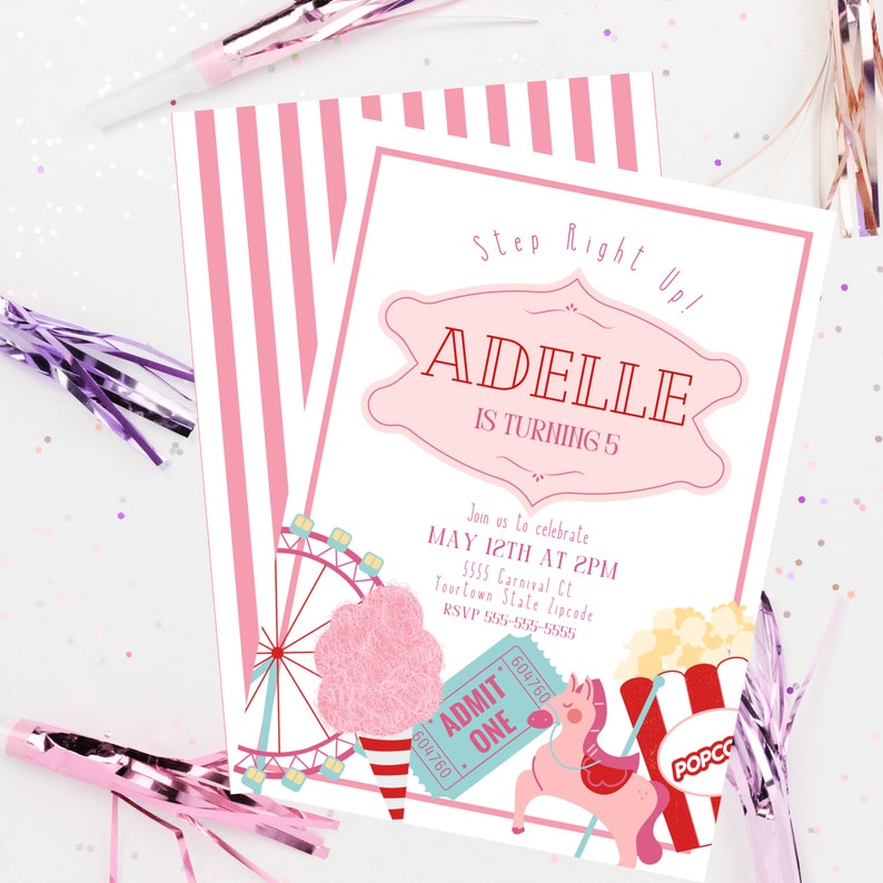 Editable Carnival Invite Carnival Theme Birthday Invitation the ...
