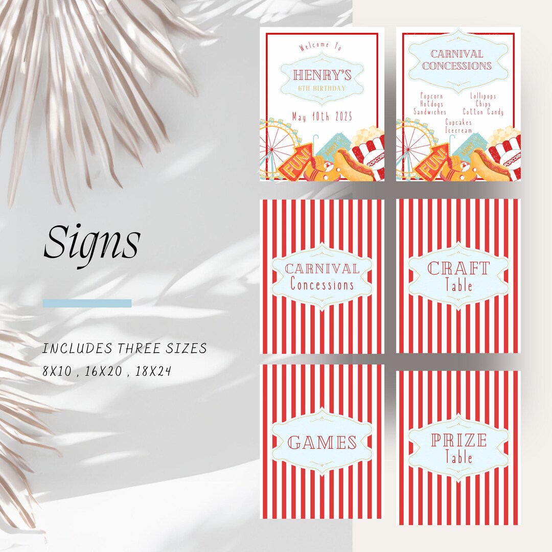 Editable Carnival Welcome Sign Carnival Theme Birthday Decor the ...