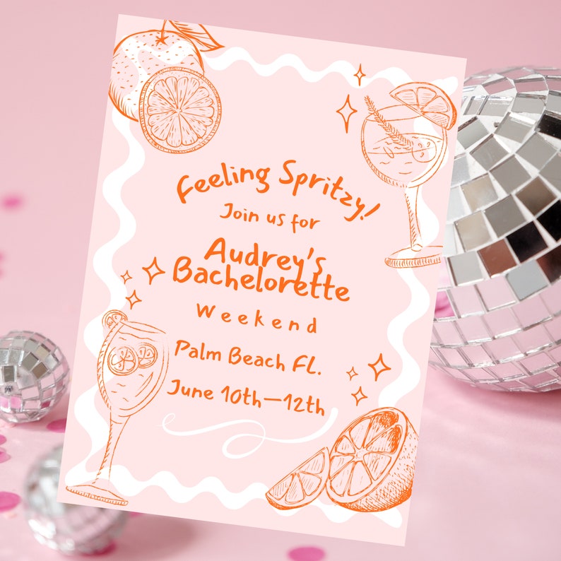 Editable Aperol Spritz Invitation Doodle Hand Drawn Feeling Spritzy ...