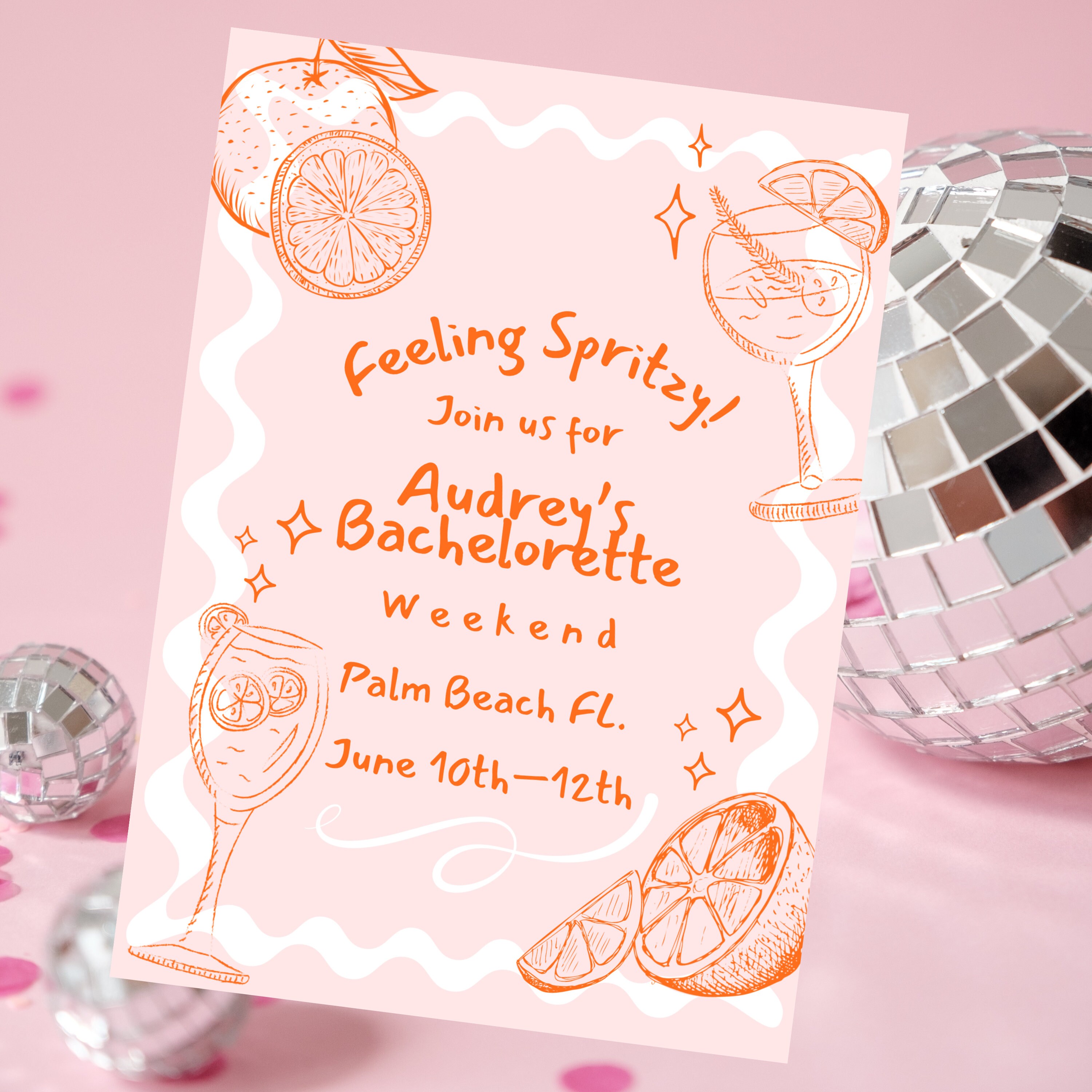 Editable Aperol Spritz Invitation Doodle Hand Drawn Feeling Spritzy ...